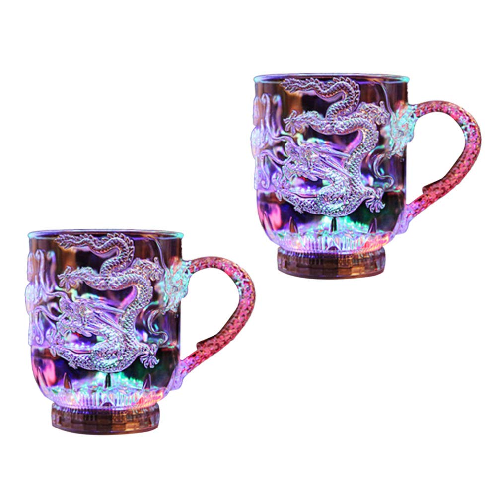FOMIYES Mug 2pcs LED Cups Light up Flashing Beer Mugs 285ML Automatic Water Activated Color Changing Wine Whisky Glasses Drinkware Mugs Glow in The Dark Shot Glasses for Party Mens Gifts