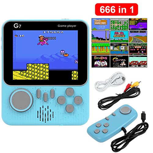 OSDUE Retro Handheld Game Console,Portable Video Game Consoles with 666 Classic Games, 3.5 Inch Color Screen 1200mAh Rechargeable Battery Retro Game Console Supports TV Connection and 2 Players(Blue)