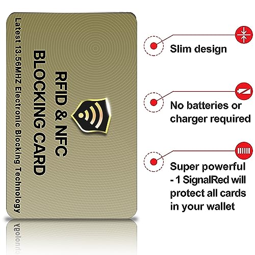 SAITECH IT 2 Pack RFID Blocking Cards One Card Protects Entire Wallet Purse For Men & Women, Contactless Bank Debit Credit Card Protector ID ATM Guard Card β Golden