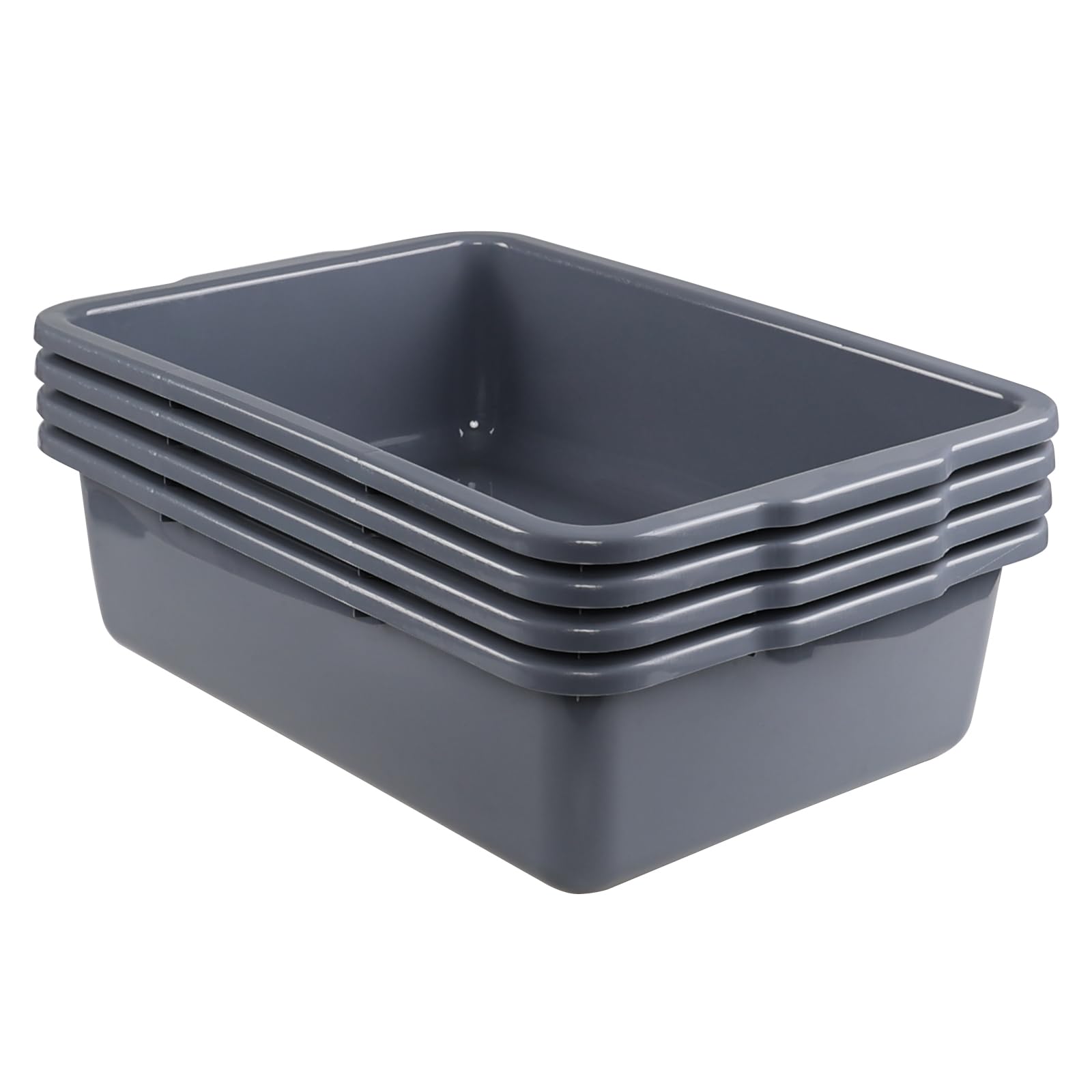 Rosebloom 35 L Plastic Commercial Bus Tub, Gray Plastic Large Bus Box, 4 Packs
