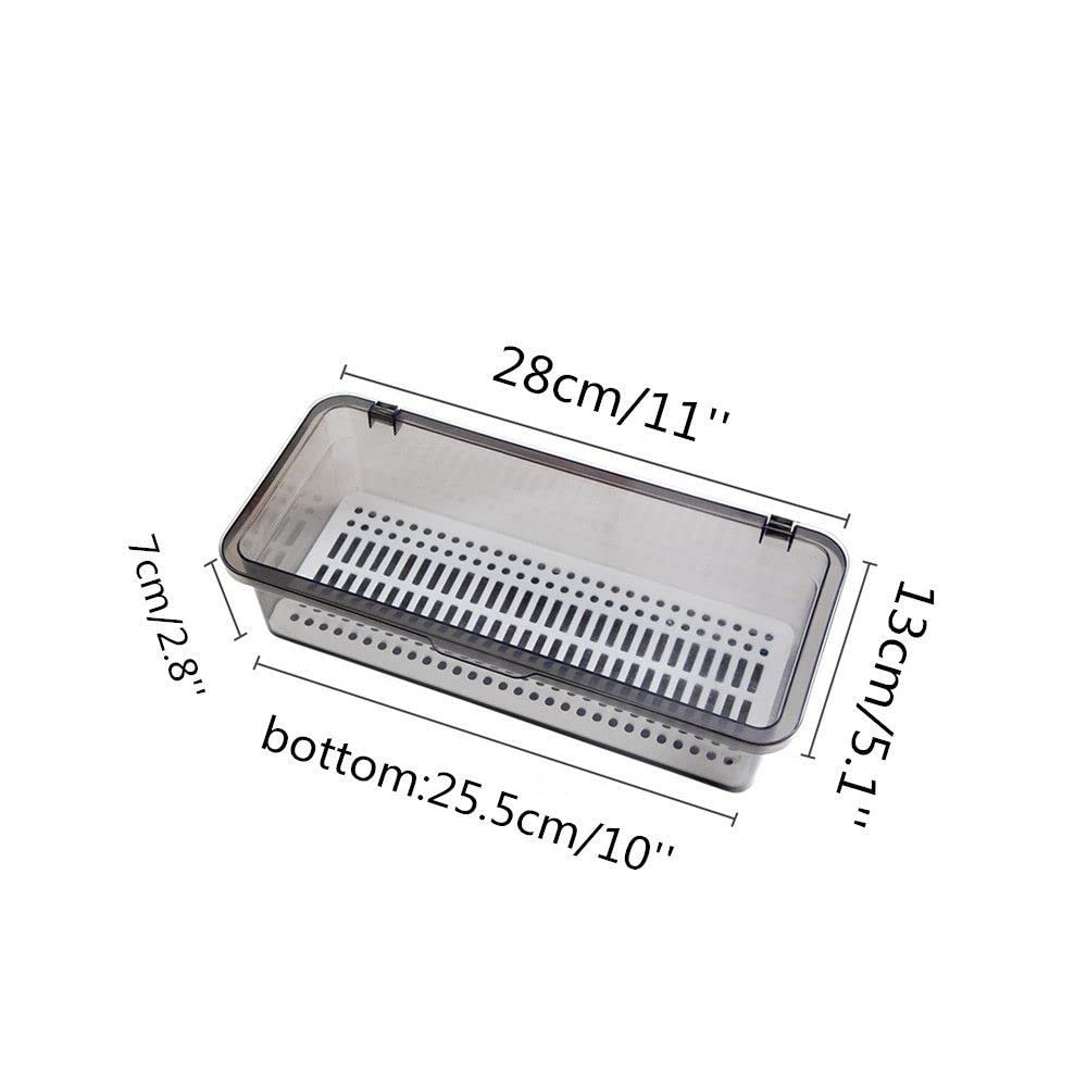 Flatware Plastic Tray With Lid Kitchen Cutlery and Utensil Storage Container with Cover- Proof Dinnerware Holder(grey)