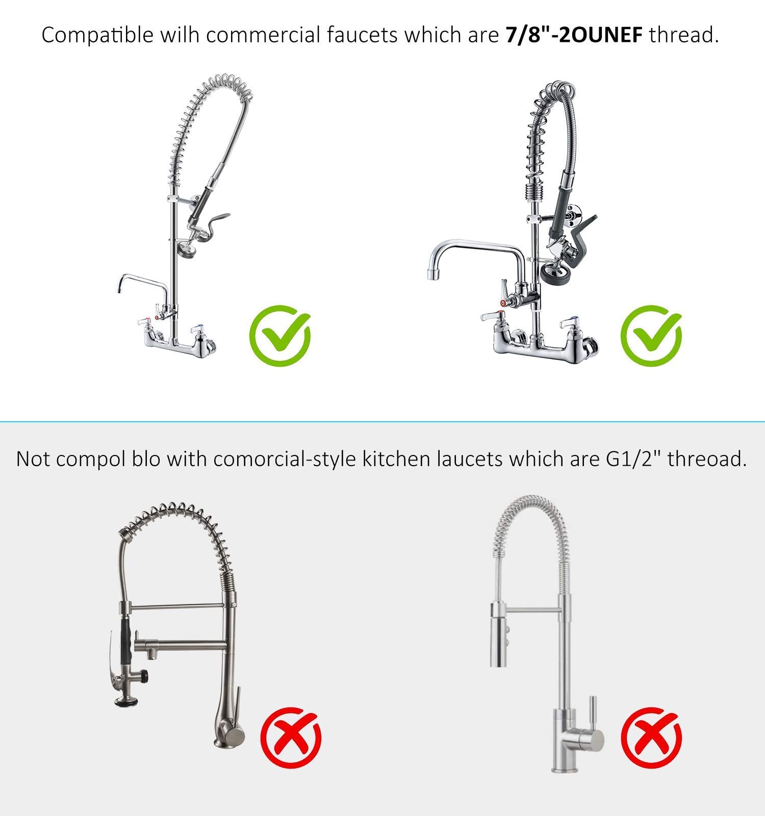 IMLEZON Pre Rinse Sprayer Commercial Sink Faucet Spray Valve Chrome Finished (Grey)