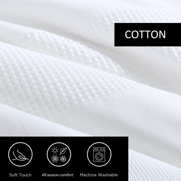 Vera Wang - King Duvet Cover Set, Luxury Cotton Bedding with Matching Shams, All Season Home Decor (Waffle Stripe White, King)