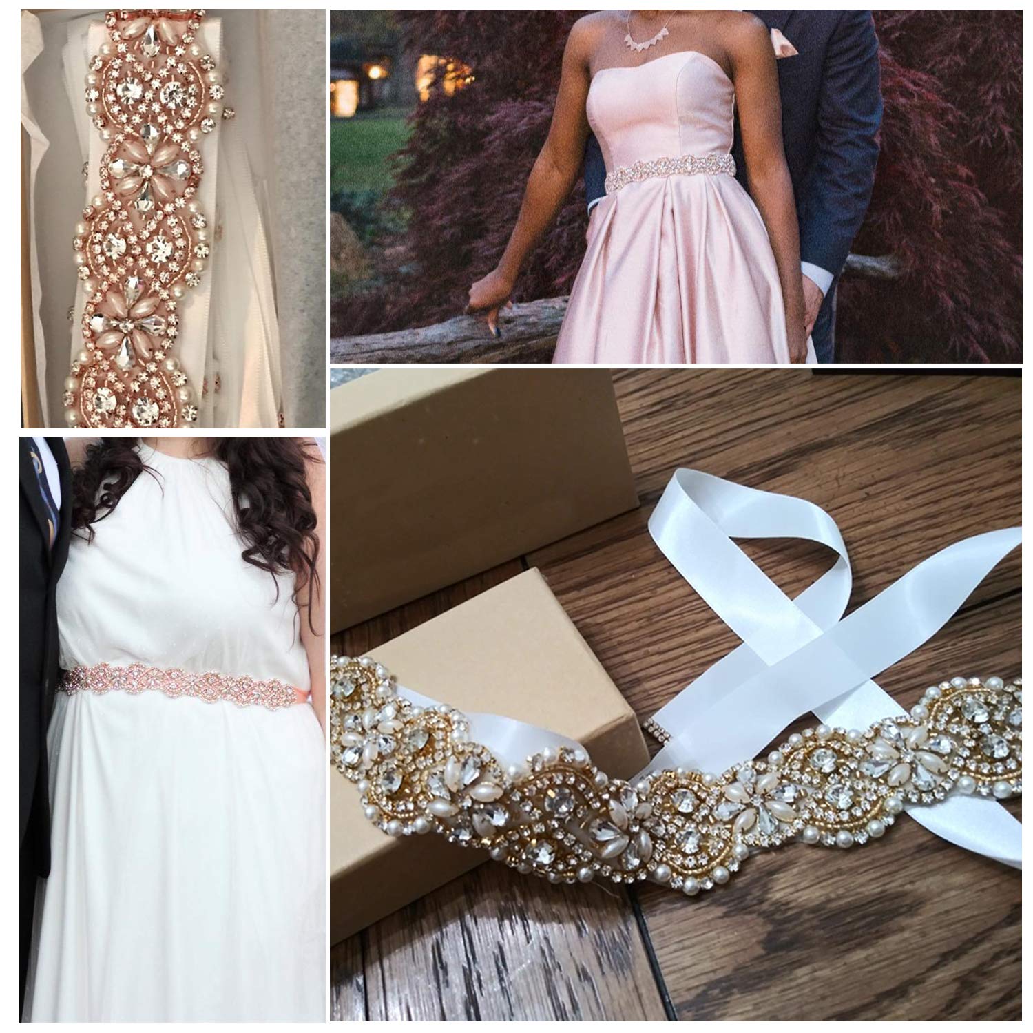 Tendaisy Women's Wedding Belt Crystal Pearls Bridal Sash Rhinestone Dress Belts for Bridal Gowns(Silver-Ivory)