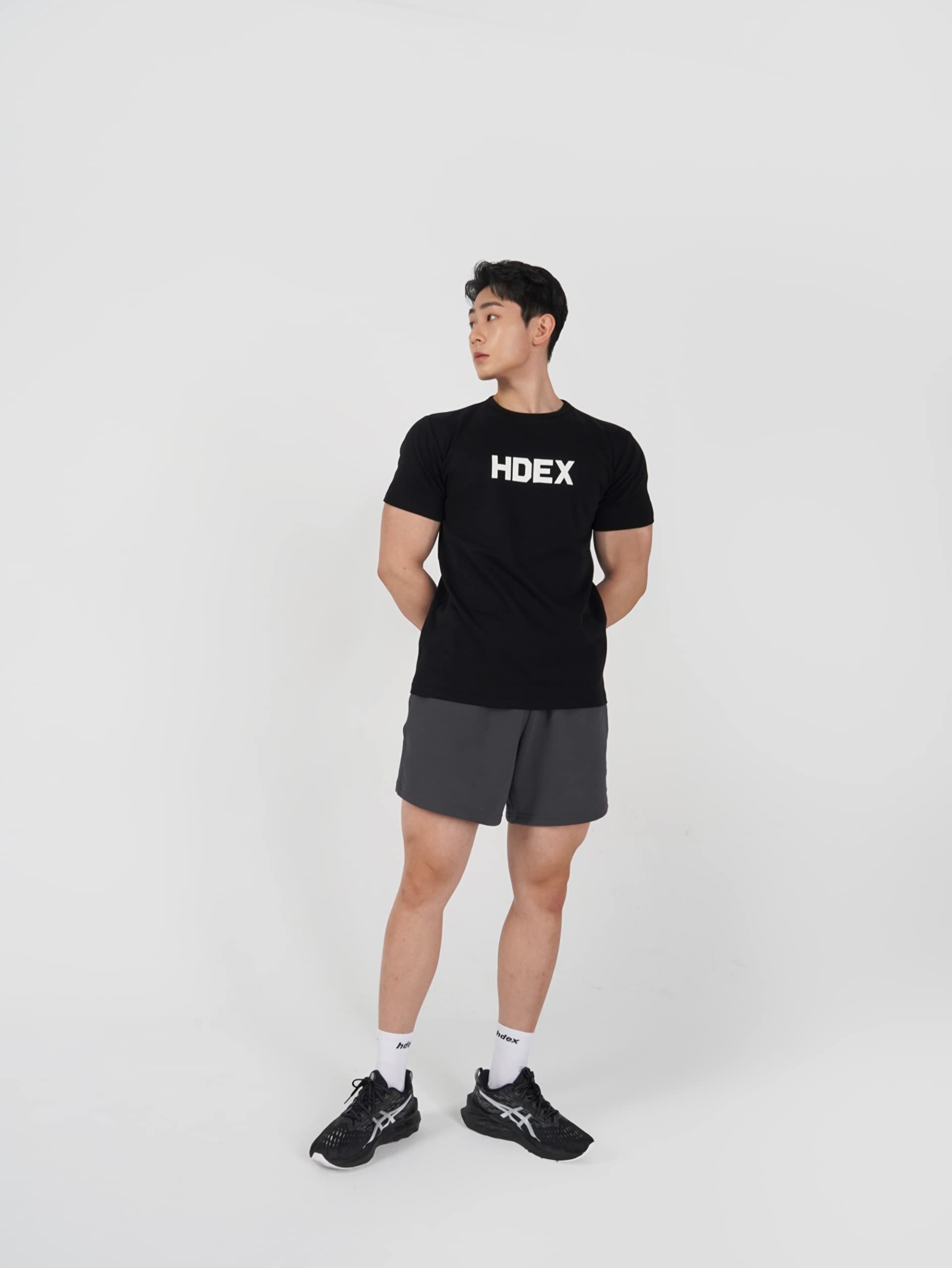 HDEX Men’s Main Logo Muscle fit Workout Gym T-Shirt (Black/Navy/Military Green/Charcoal/Grey/White)