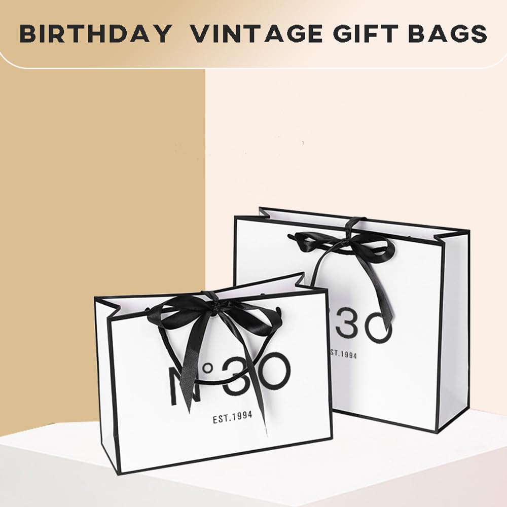 QLSKO 30th Birthday Keepsake Gift Paper Bag for Her-N°30 EST.1994 Thirty Anniversary Party Present Shopping Tote Bags Women 30 Year Old Decorations Idea (Small, 1994 30th)