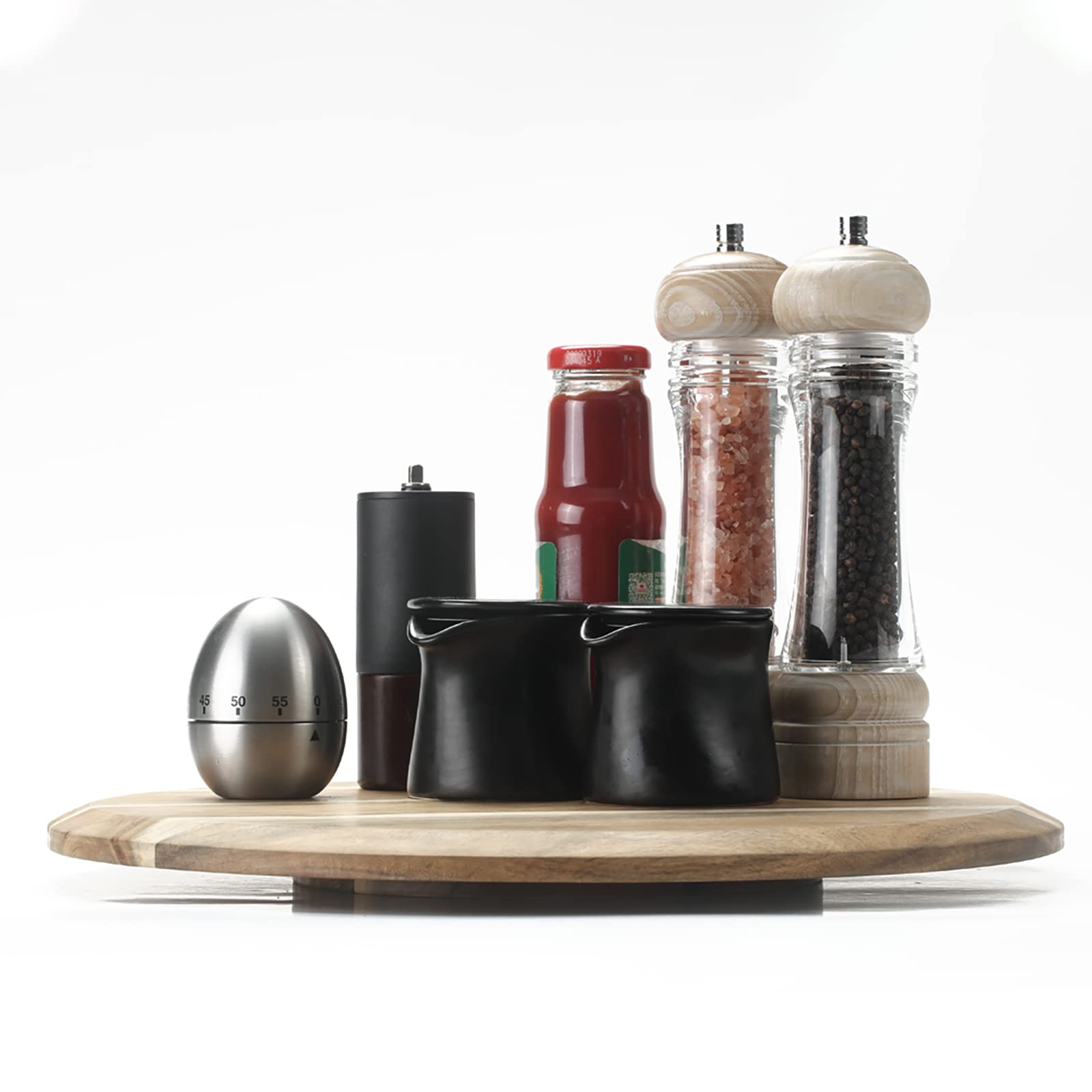 EVERBBKING 15 inch Acacia Wood Lazy Susan Kitchen Organizer Turntable for Cabinet Pantry Table Organization Spice Oil Storage