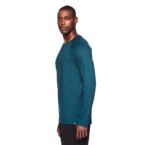 Gaiam Men's Everyday Basic Crew Neck T Shirt - Short Sleeve Yoga & Workout Top - Navy Heather, Small