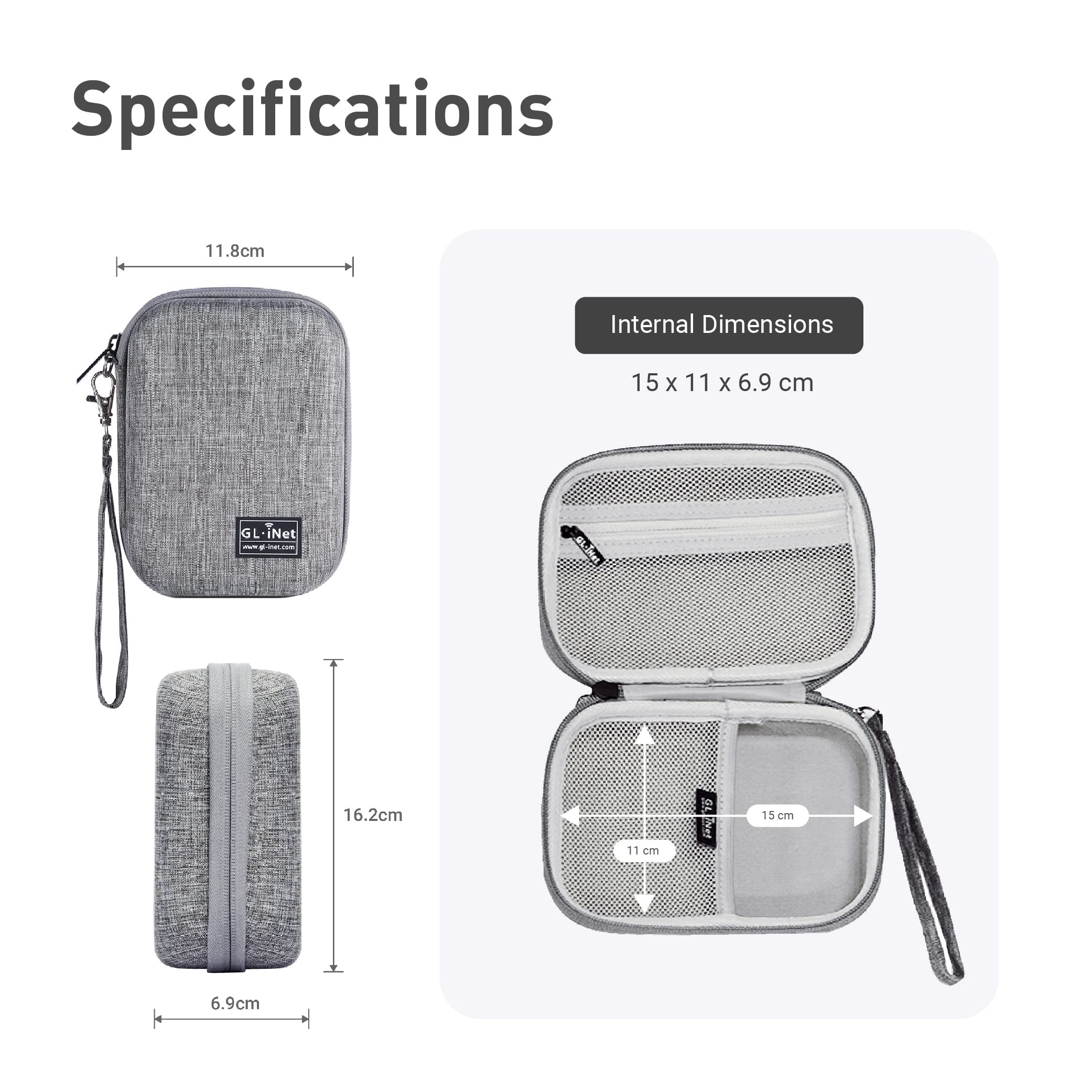 GL.iNet GL-A1300 (Slate Plus) Wireless VPN Encrypted Travel Router & Gadget Organizer Case(Grey)