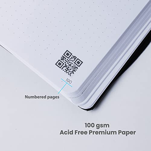 THESMARTNOTEBOOK Letter Dotted Luxury Hard Cover | 190 Pages | 100g | Eco-Friendly Smart Note-Taking | Free App for Digital Note-Taking and Organization | Black