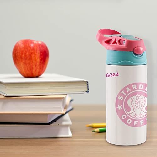 Trend Setters Stardust Unicorn β 12 oz Kids Water Bottle with Pop Up Silicone Straw - Personalized - Double Wall Vacuum Stainless Steel Insulation β Keep Beverage Temperature for Up To 8 Hours