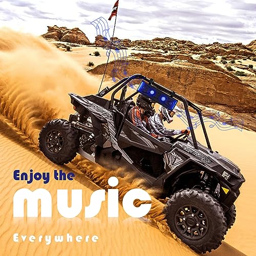 purevox UTV Sound Bar 16 Inch 4-Speaker ATV SoundBar UTV Sound System SXS Speakers Waterproof Bluetooth Connectivity with Multicolor LED Lighting for UTV ATV Golf Cart Marine Boat