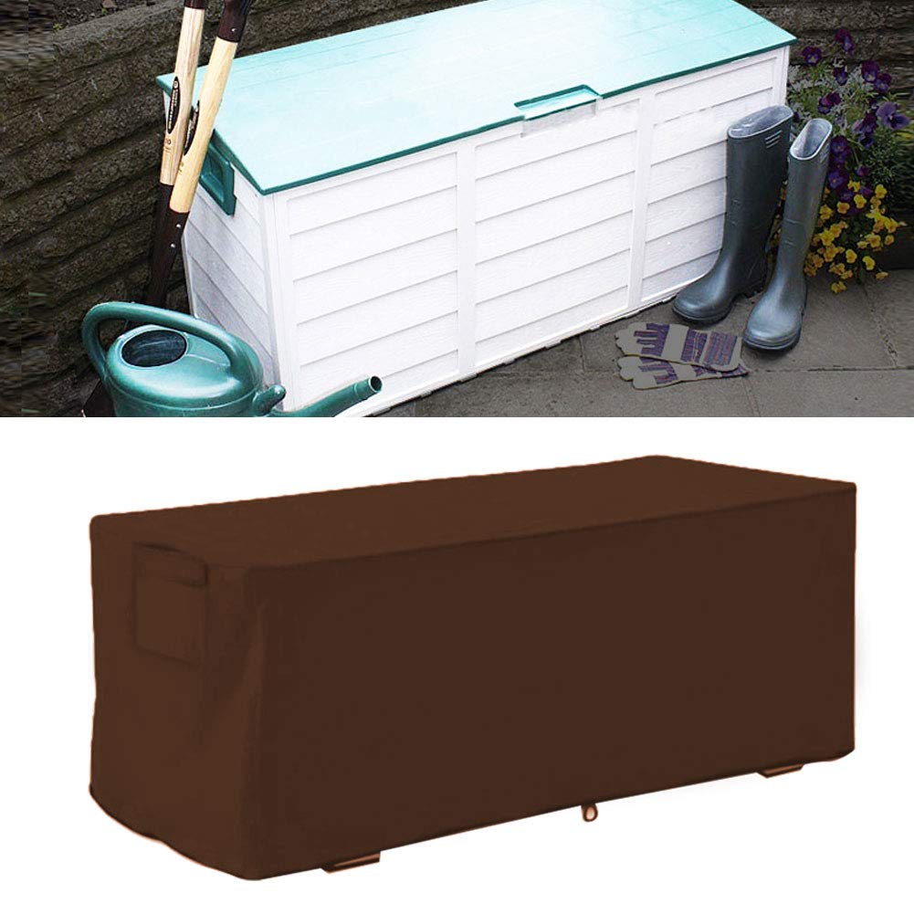Durable UV Protection and Dust Proof Tear Resistant Outdoor Storage Box Cov Deck Box Cover, for Home for Garden Balcony Courtyard(Brown)