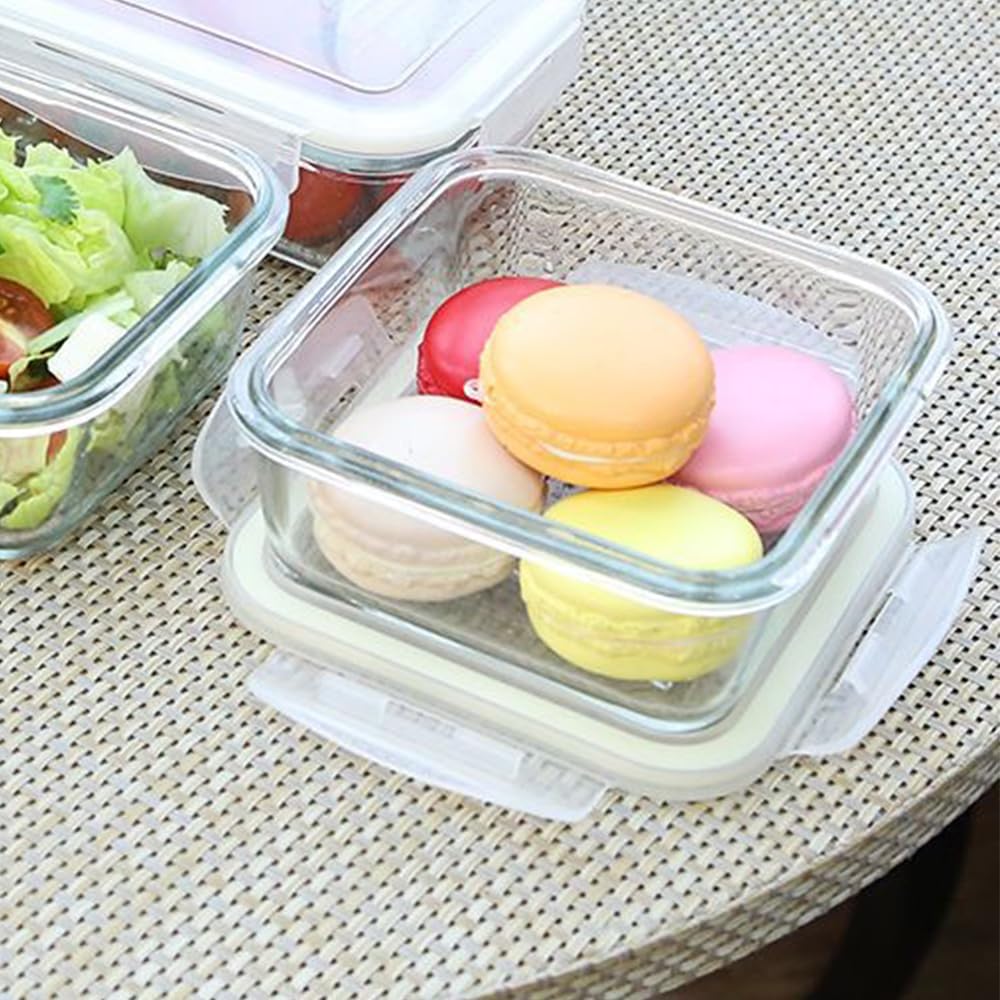 R.repad yay Square Glass Food Storage Containers, Small Square Glass Containers With Airtight Lids, 14oz Glass Meal Prep Containers, Glass Leak-proof Soup Container, Microwave Freezer Safe -(4PC)
