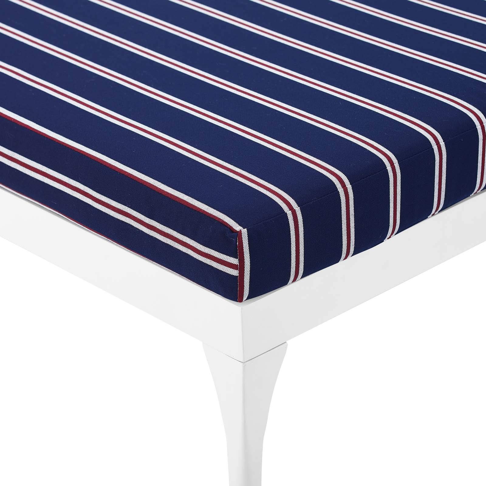 Modway Perspective Aluminum Outdoor Patio Chaise with Cushions, Lounge Chair, White Striped Navy