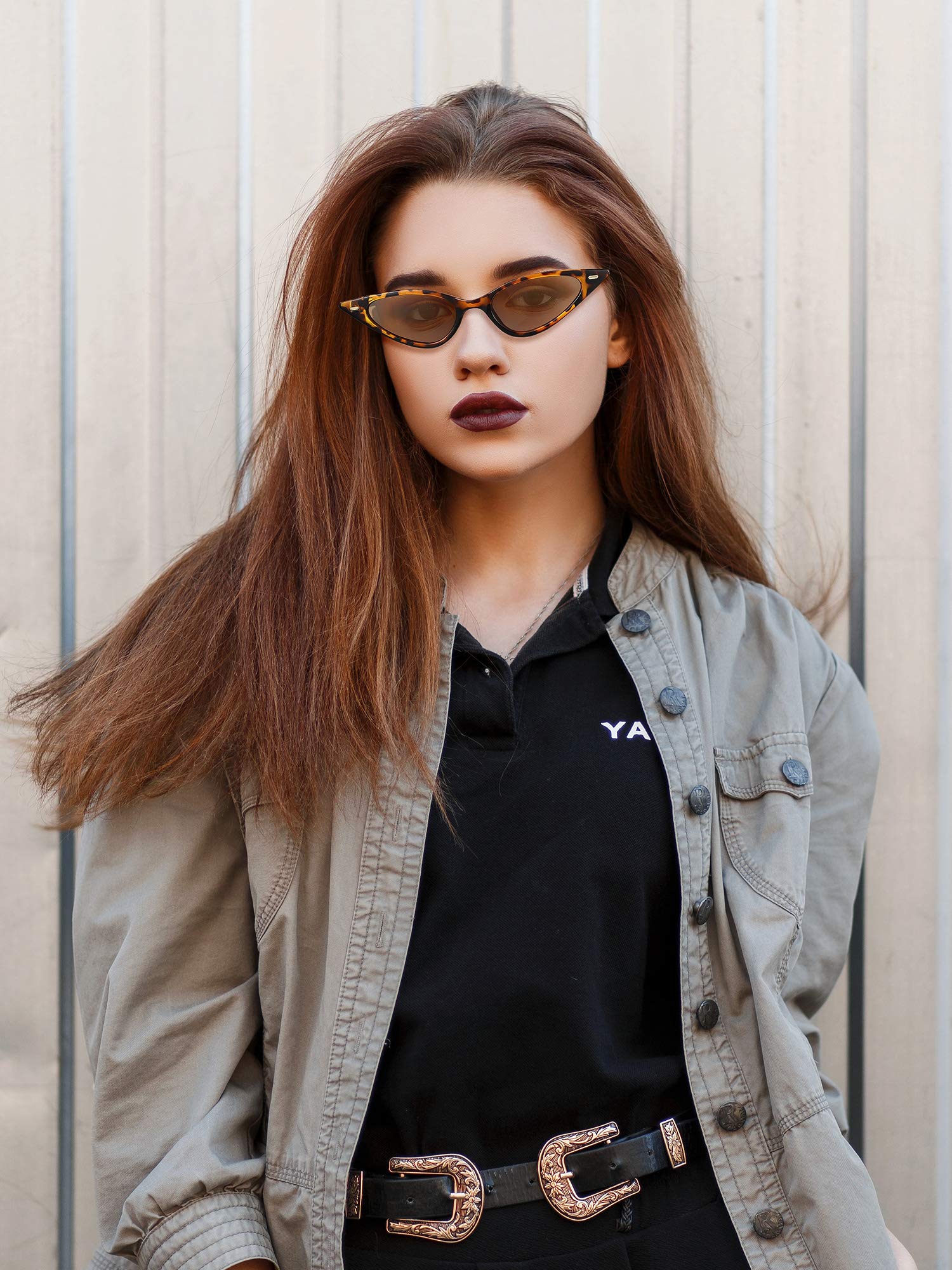 Frienda Vintage Cat Eye Leopard Sunglasses Retro Cat Eye Sunglasses for Women Men Classic Retro Designer Style Leopard (Brown) (Brown)