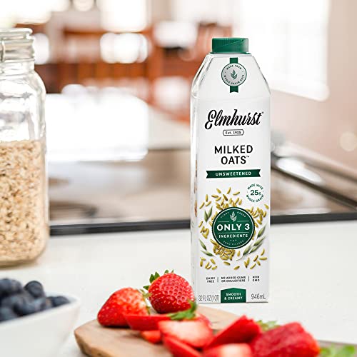 Elmhurst 1925 Milked Oats Unsweetened Oat Milk, 32 Ounce (Pack of 6)
