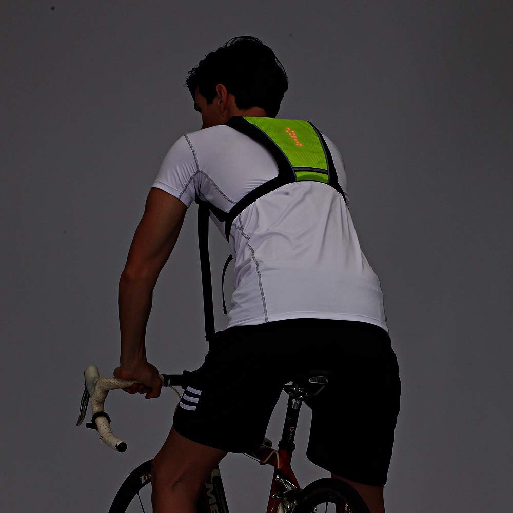 ECEEN LED Turn Signal Vest Bike Pack Guiding Light Reflective Running Gear Safety Warning Direction Backpack with Remote Controller for Night Cycling Running Walking Hiking Bag
