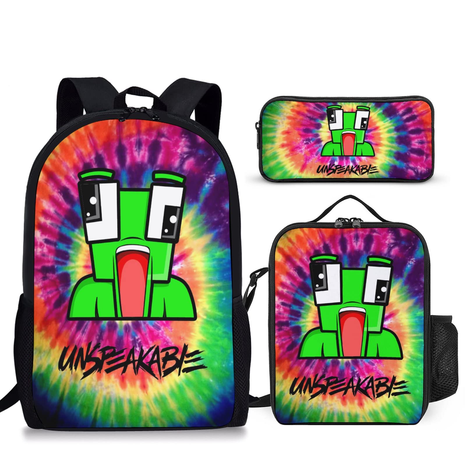 Fnixhva 3PCS Kids Large-capacity Adjustable Shoulder Strap Backpack,Boys School Bag,Game Fans Gift,Durable Laptop Bag,3D Printed Lunch Bag Stationery Bag Casual Office Style1