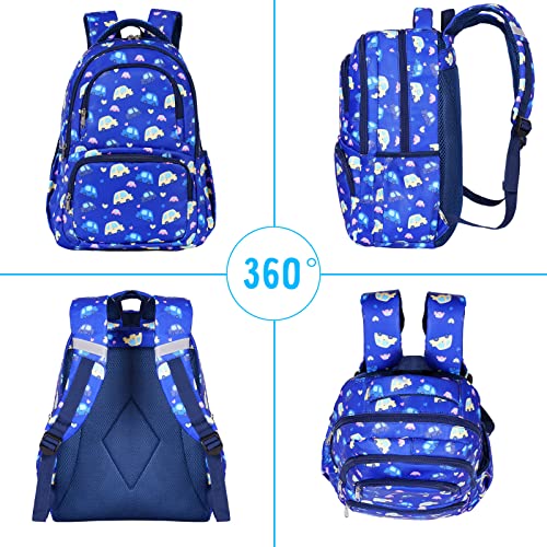 Unineovo Backpack for Boys, Car Backpack,Lunch Box Schoolbag for Kids, Kids Boys Water Resistant Laptop Backpack,Lightweight Bookbag with Pencil Case,3 Pcs Set Nylon Side Pocket Backpack for School