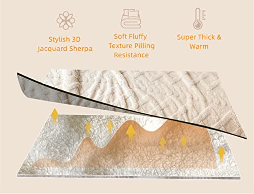 Sherpa Fleece Throw Blanket-3D Stylish Design, Super Soft,Fluffy,Warm,Cozy,Plush,Fuzzy for Couch Sofa Living Room Bed-All Season Accessories(Beige, 60x80)