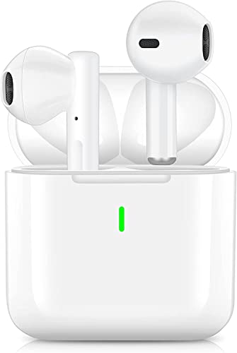 Wireless Earbuds Bluetooth Headphones IPX7 Waterproof Bluetooth Earbuds 30H Playtime Headset with Charging Case Wireless Bluetooth Earphones with Mic for iPhone/Samsung/Android (White)