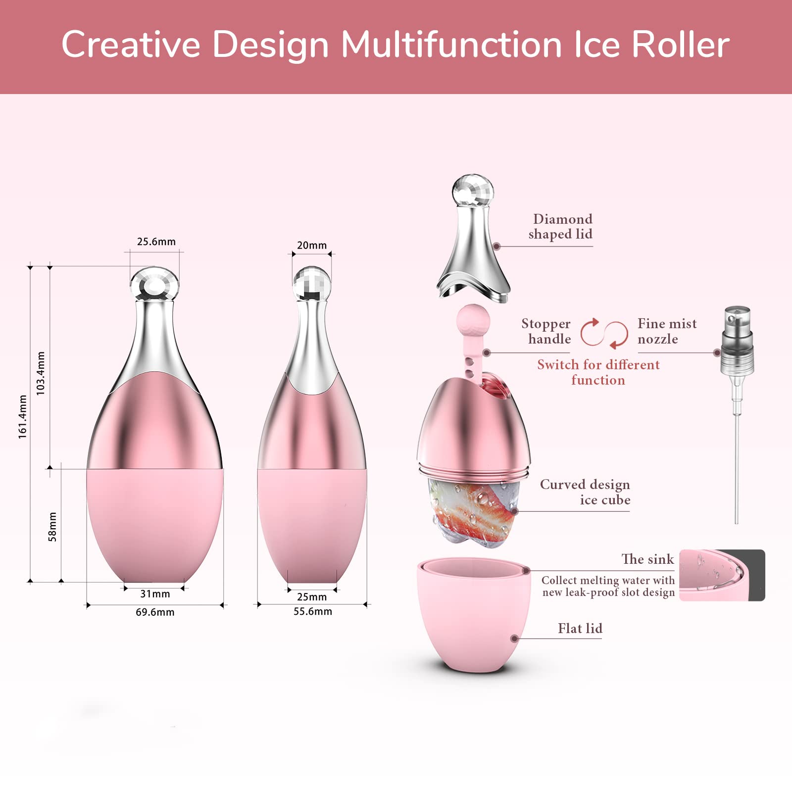 USINMIN Ice Face Roller,Ice Roller for Face and Eye Beauty Ice Facial Rollers Mold Facial Icing Massage Puffiness Relief Skin Care Tools for Brighten Lubricate Shrink Pores Remove Fine Lines