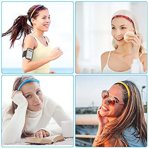 Duufin 30 Pieces Plastic Headbands, Thin Plain Plastic Headband with Teeth, Colorful Plain Headbands 0.8cm, for Girls and Women, 30 Colors
