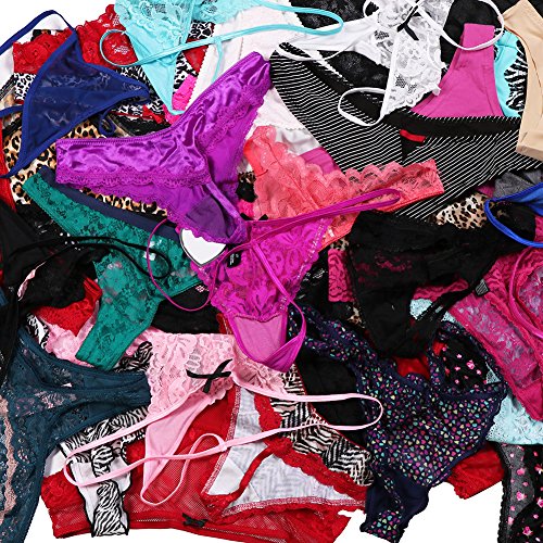 UWOCEKA Sexy Underwear, Kinds of Women T-Back Thong G-String Underpants Sexy Lacy Panties, 20 Pcs, X-Large