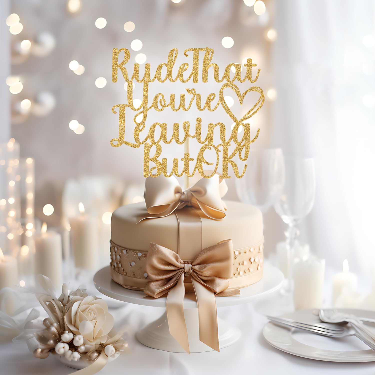 Rude That You're Leaving But OK Cake Topper, Farewell Party Decorations, Graduation Retirement Goodbye Going Away Party Decorations Gold Glitter
