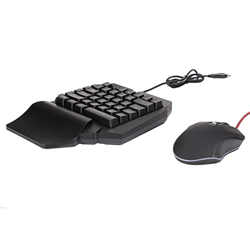 One Handed Keyboard Mouse Combo, 39 Keys Gaming Keyboard Ergonomic Design, 4 Level DPI Adjustable Mouse, RGB Color Backlit USB Keyboard Mouse Set for Work, Game