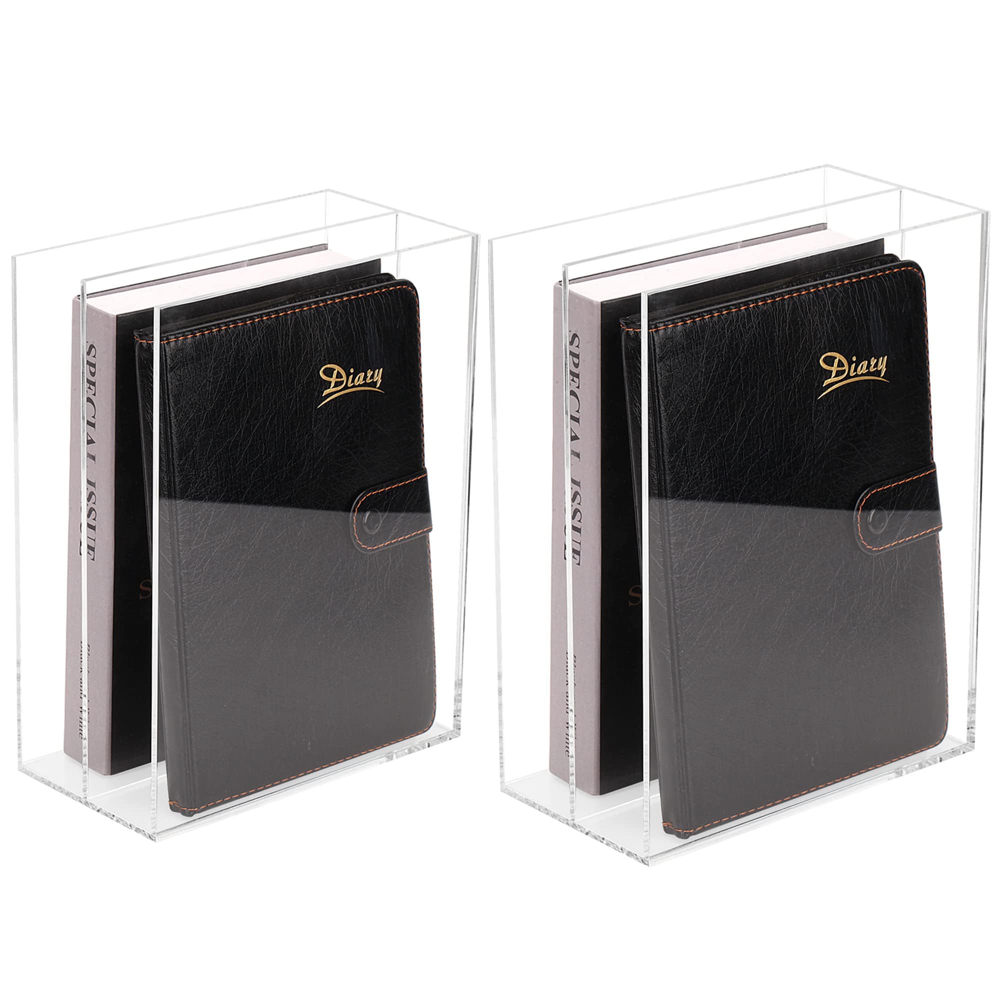 Esonmark Clear Acrylic File Holder 2 Section Magazine File Organizer for Desk Office Home Desktop Sorter Folder for Documents Letter Paper Mail Storage 2 Pack (HF002)