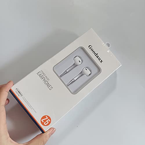 Goodaux- Earphones,Wired Earbuds with Microphone, Powerful Bass and Crystal Clear Audio, 3.5mm Headphone Plug for iPhone