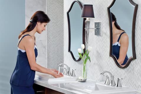 Moen Voss Polished Nickel Two-Handle Widespread Bathroom Faucet, Valve Required, T6905NL