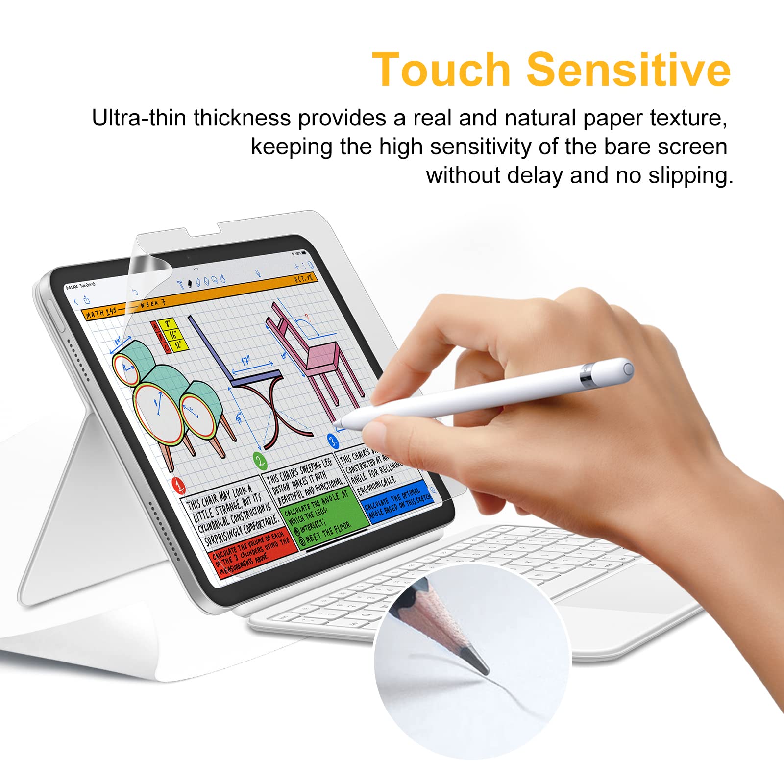 Hocents. 2 Pack Paper Screen Protector Compatible with iPad 10th Generation (10.9 Inch, 2022), Matte PET Filmfor Drawing, Anti-Glare, Compatible with Apple Pencil