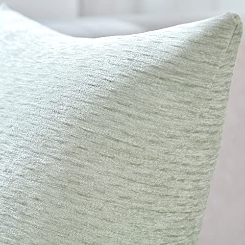 WLNUI Light Sage Pillow Covers 18x18 Inch Set of 2 Luxurious Decorative Chenille Throw Pillow Covers Square Cushion Covers for Couch Sofa Bed Living Room Farmhouse Home Decor