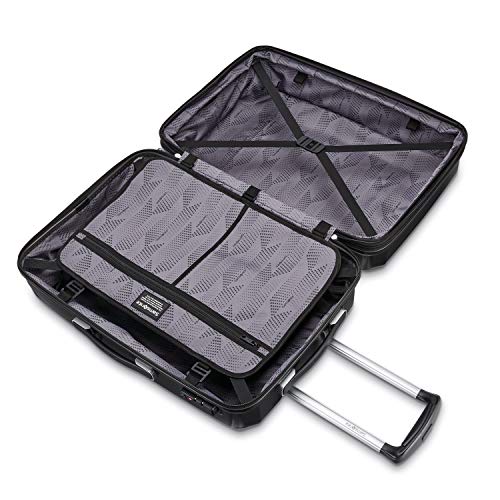 Samsonite Winfield 3 DLX Hardside Expandable Luggage with Spinners, Checked-Medium 25-Inch, Black