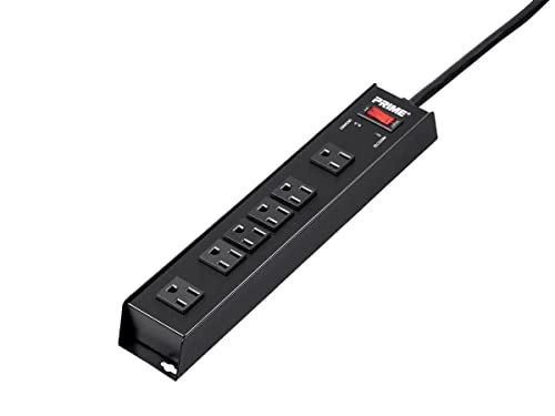 Monoprice Metal Surge Protector - 6 Outlet Power Strip, 1150 Joules 15 Amp, 125 Volt, 1875 Watt, 15 Feet, Black