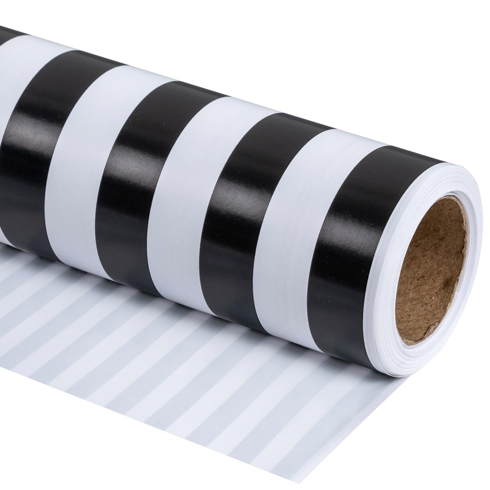 RUSPEPA Wrapping Paper - Mini Roll - Black and White Stripe Design Perfect for Wedding, Birthday, Baby Shower, Party - 17.5 Inch X 32.8 Feet