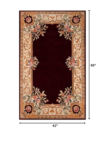 Momeni Harmony India Wool Hand Tufted Traditional Burgundy Area Rug 3'6"" X 5'6""" (HARM2HAI-7BUR3656)