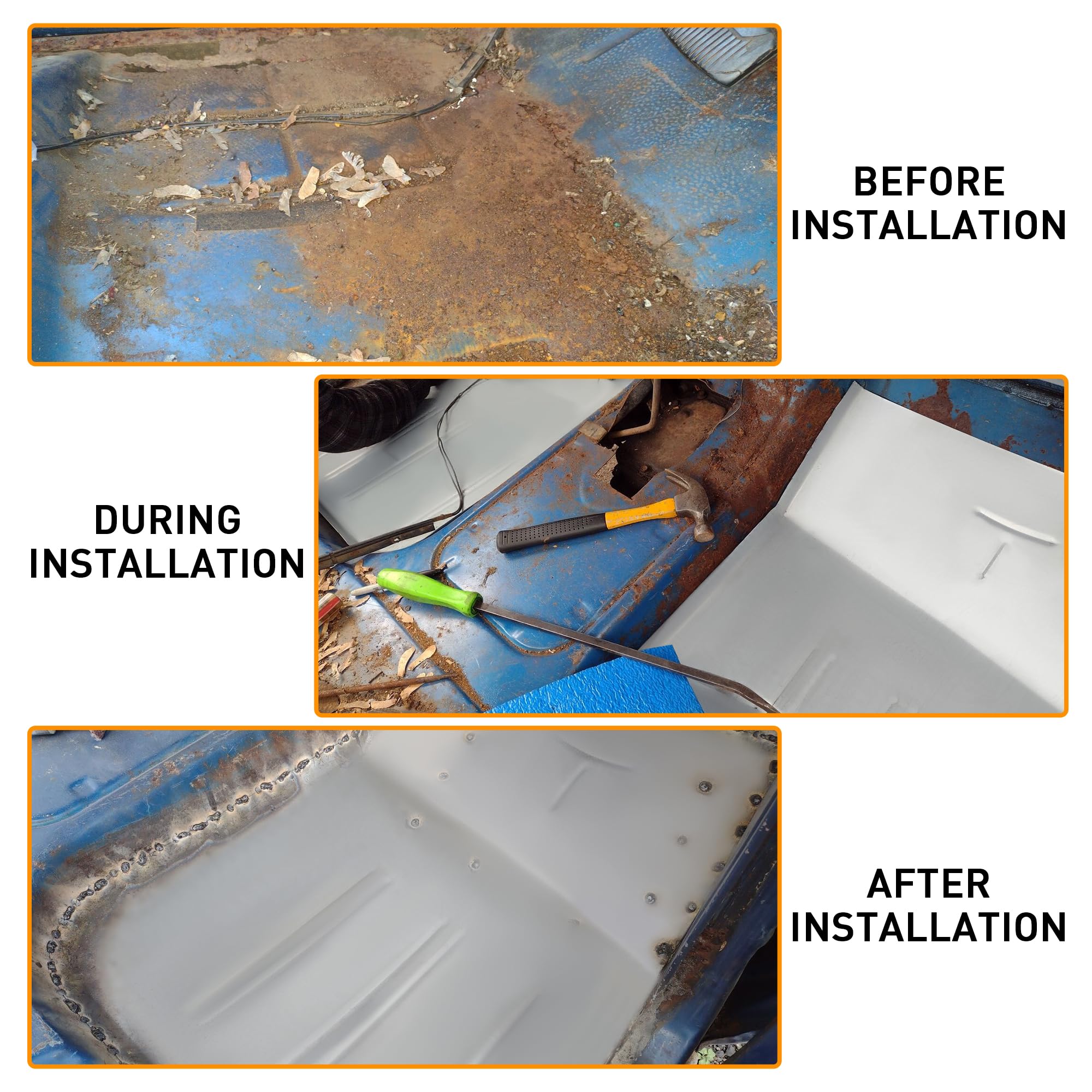 ECOTRIC Front Drive and Passage Side Floor Pan Pair Compatible with 1967-1979 Ford F100 F150 F250 F350 & 1978-1979 Bronco