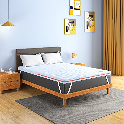 Maxzzz 3 Inch Full Size Mattress Topper-Gel Memory Foam Bed Topper-Copper Infused Pressure Relief Pad-Soft Removable Washable Cover-2 Layer Ventilated Design High-Density Memory Foam