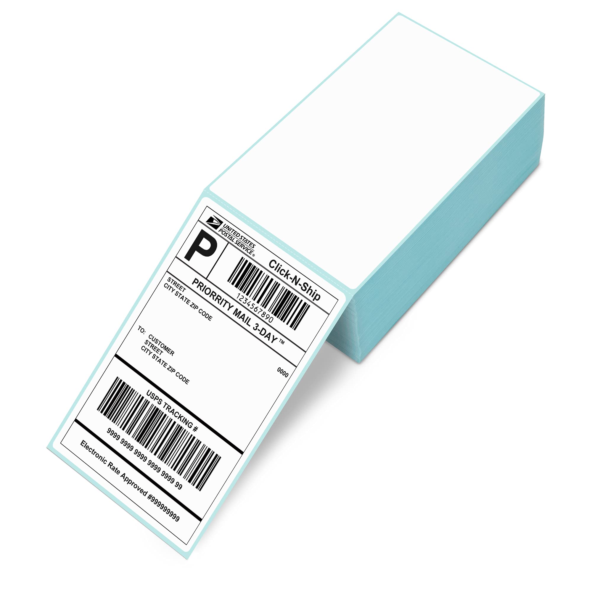 ESSENTIAL 8000 Fanfold 4" X 6" Direct Thermal Labels, Self-Adhesive Shipping Labels - Compatible Rollo & Zebra Printer (4 Stack -8000 Labels)