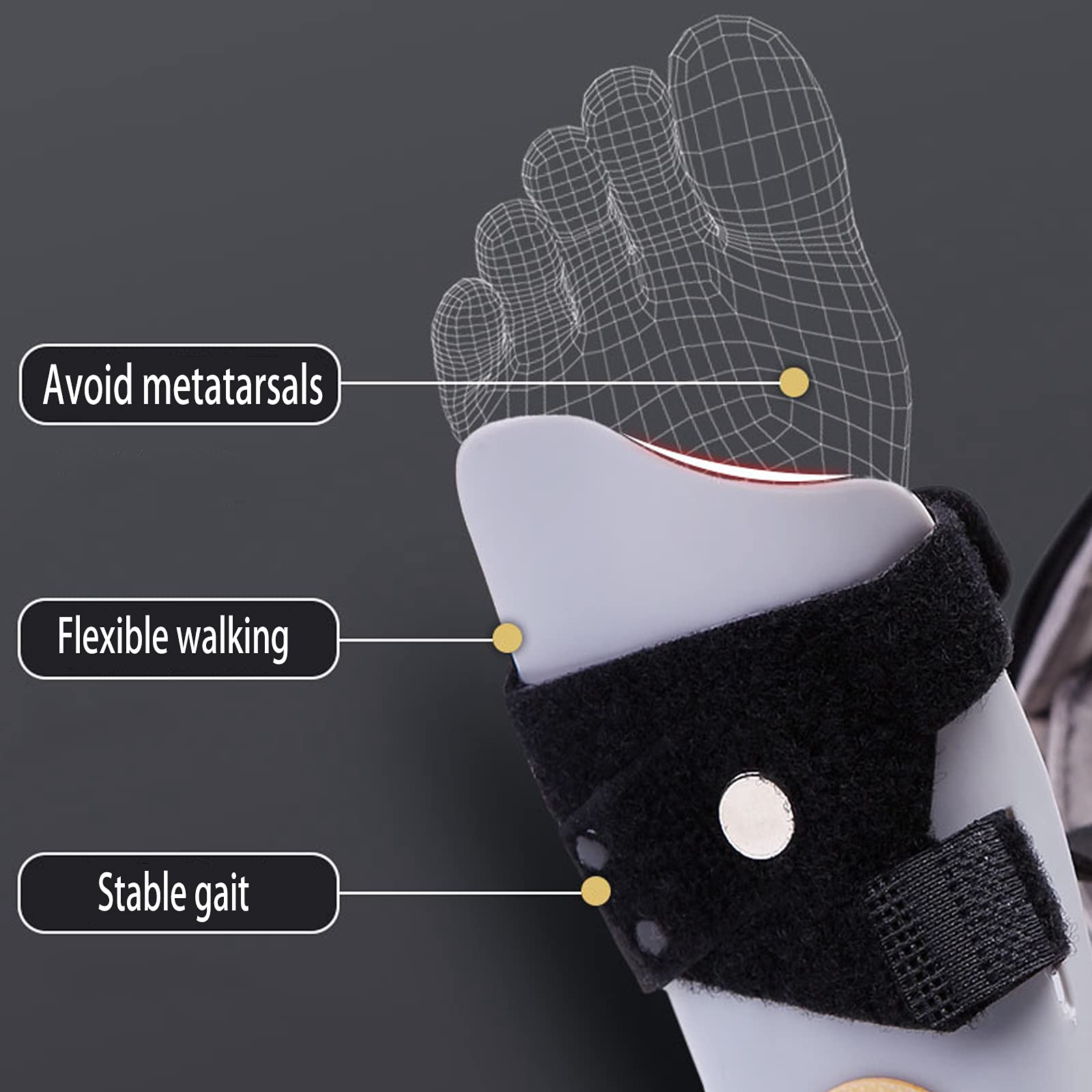 DXDUI Adjustable Ankle Foot Orthosis Support Padded Drop Foot Brace Support Comfortable Walkable for Foot Drop Stroke Achilles Tendon Injury,Right,XL