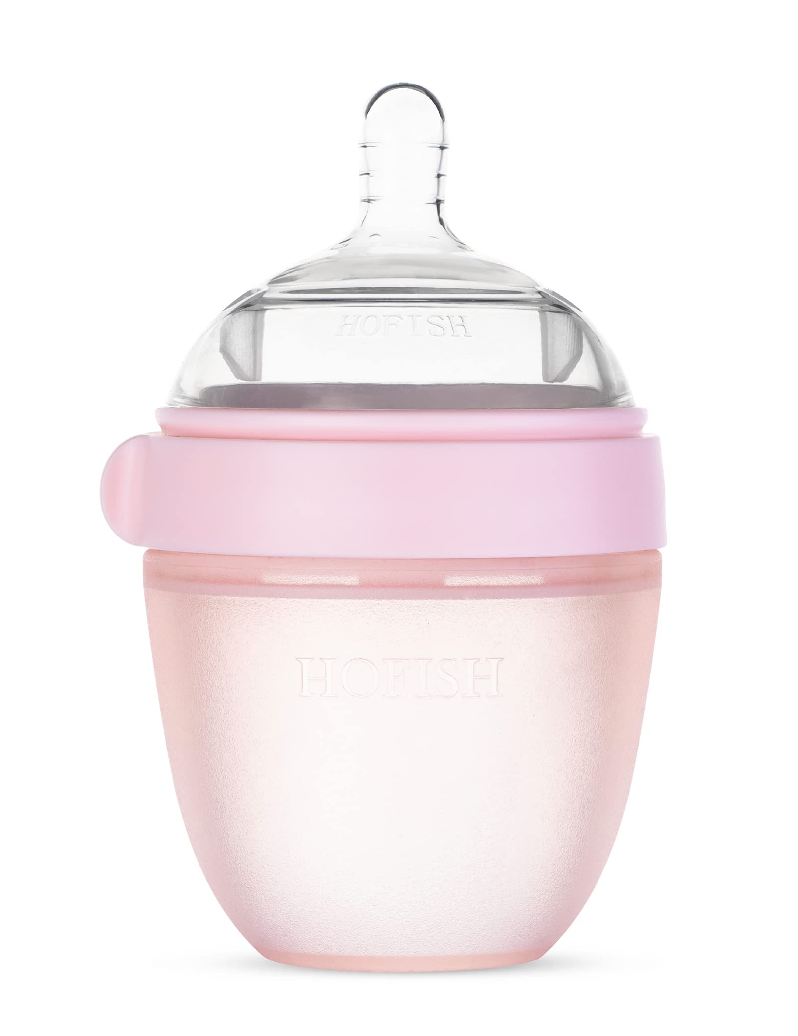 HOFISH Silicone Baby Bottle, Anti-Colic, Natural Feel, Easy to Clean Blue, 5 Ounce for 0-6m