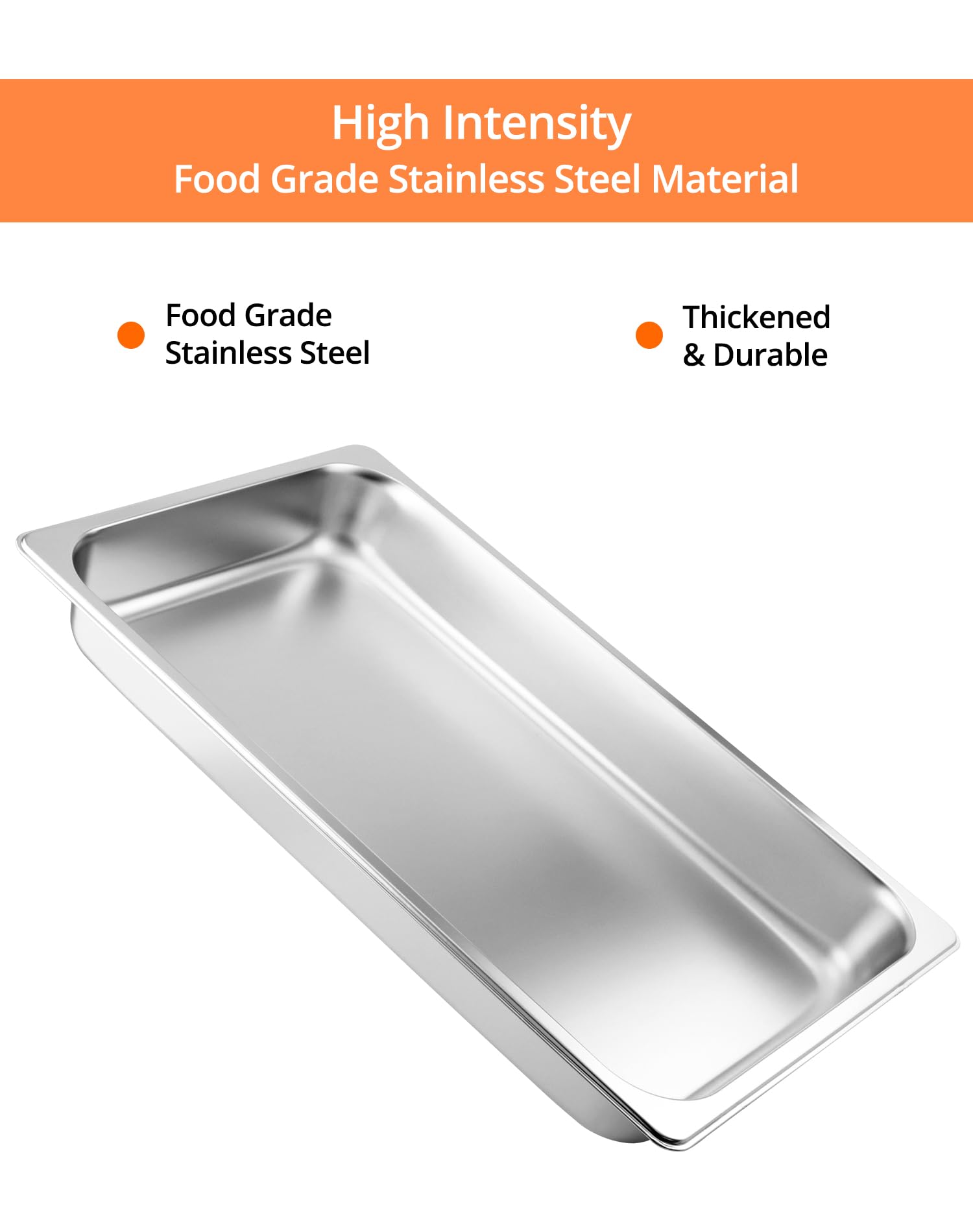 QWORK Stainless Steel Half Size 1/2 Chafing Dish Pan Set, 4 Pack 2.5" Deep 0.03" Thick 3.9L Heat-Resistant Pans with Lids, Steam Table Pans for Catering & Food Service