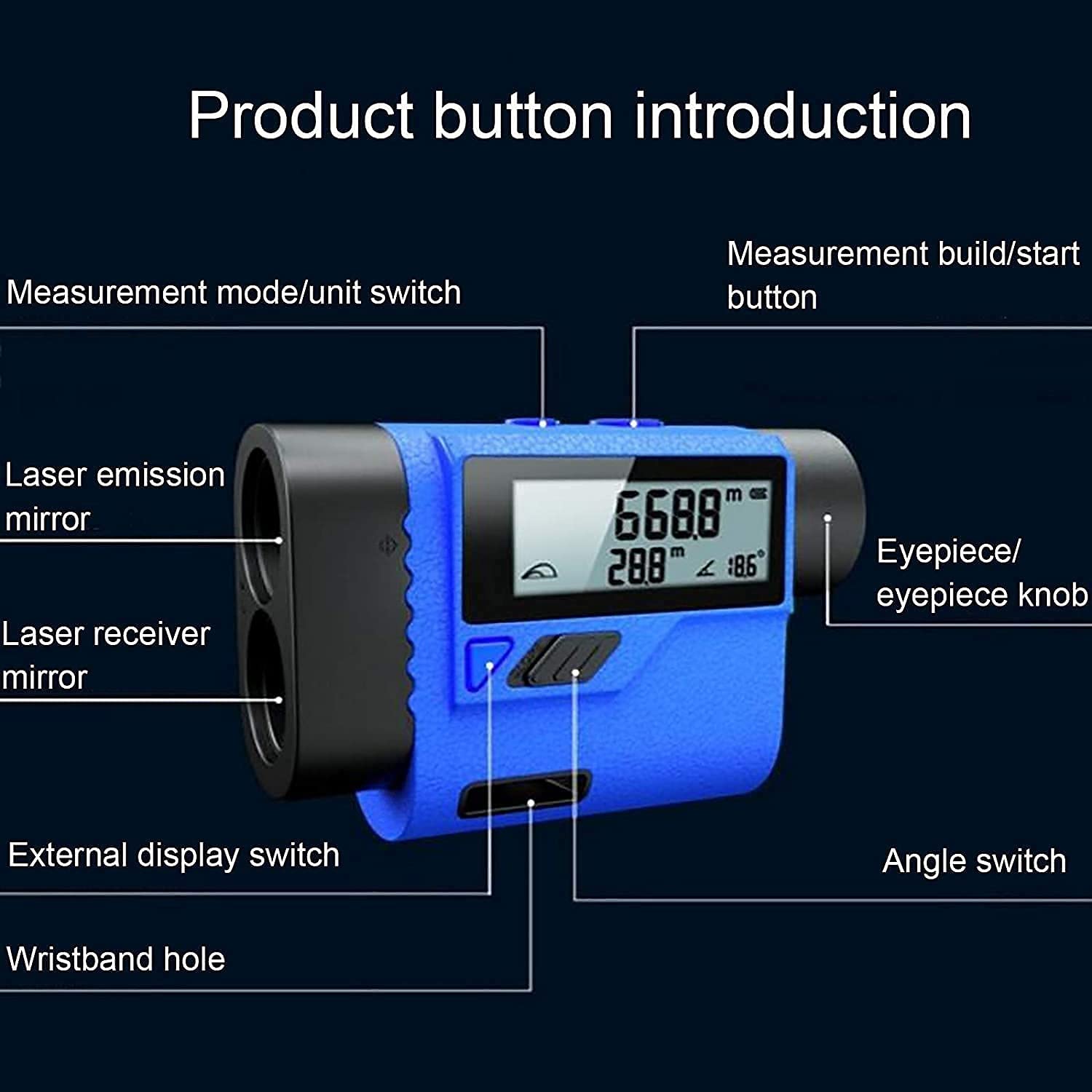 FEABCR Golf Rangefinder,6X Laser Distance Finder,Rangefinder telescope handheld outdoor distance measuring instrument golf height measurement speed angle measurement for Golfing, Hunting, Target Shoot