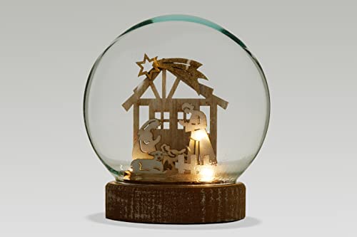 Giftcraft Holy Nativity Set for Christmas, Light Up Christmas Snow Globe Style Home Decor, Christian Decor, Baby Jesus Christmas Decorations, Small LED Xmas Home Decor