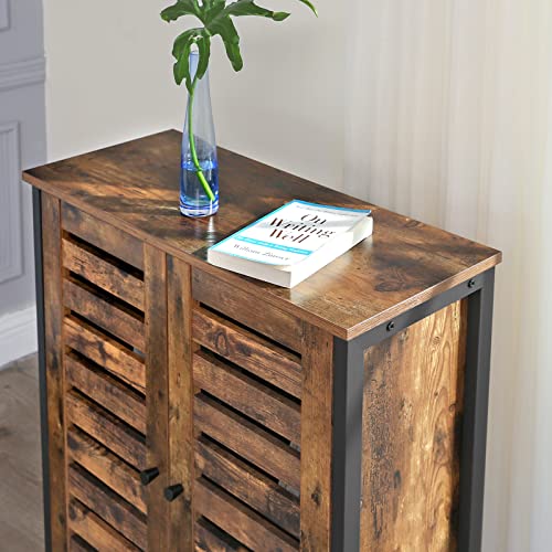 VASAGLE LOWELL Standing Cabinet, Storage Cabinet, Cupboard, Accent Side Cabinet, Sideboard with Louvered Doors, Multifunctional in Living Room, Bedroom, Hallway, Industrial, Rustic Brown ULSC78BX
