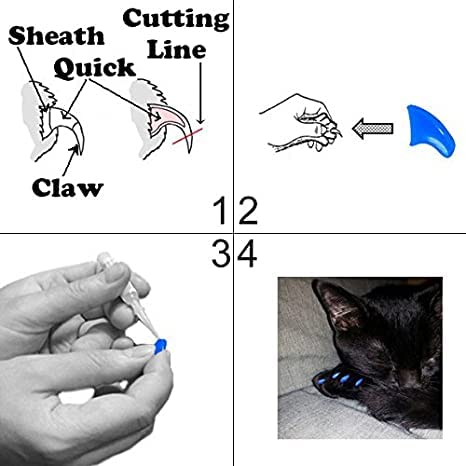 Pretty Claws 6 Month Piece Soft Nail Caps with Adhesive for Cat Claws - Amethyst Glitter Medium